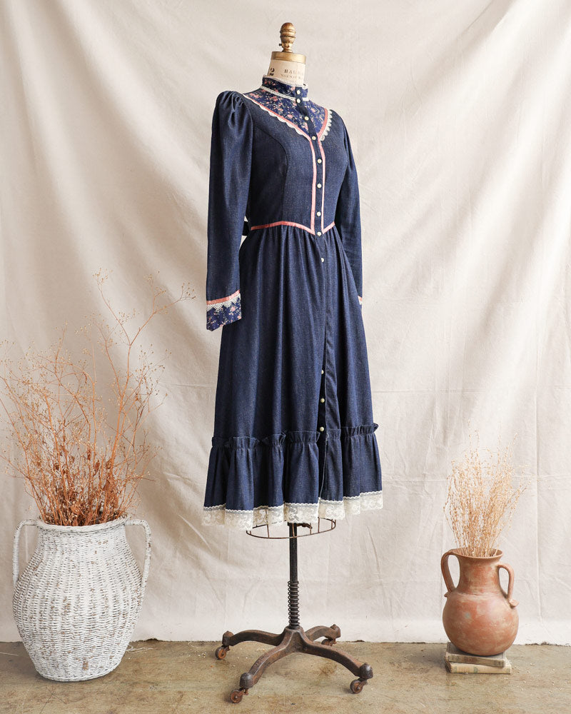 Vintage 1970s Gunne Sax Denim Dress / Adored Vintage / Call of Home Dress