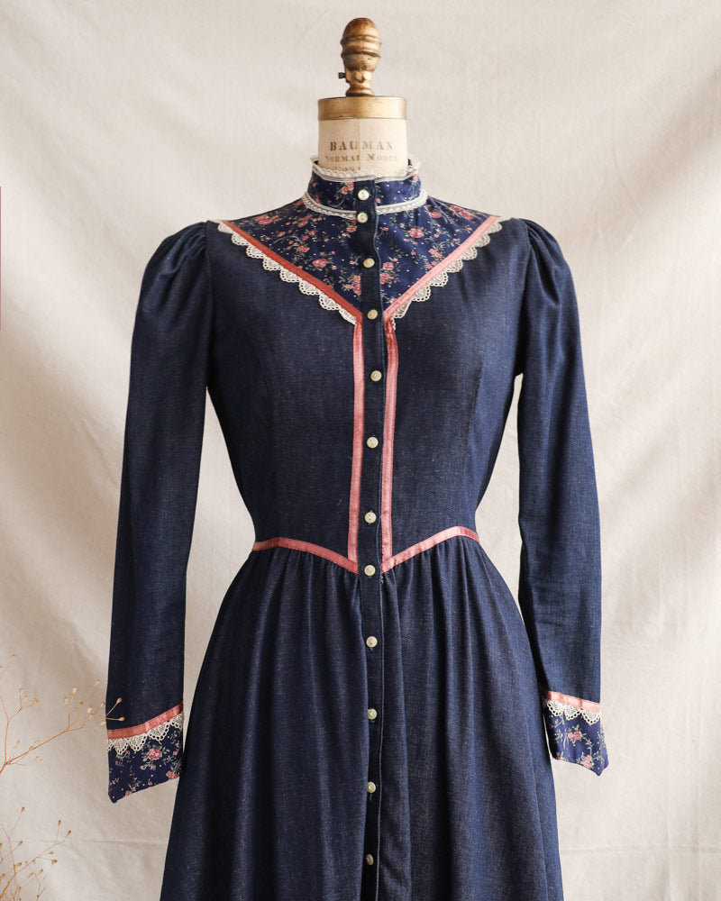 Vintage 1970s Gunne Sax Denim Dress / Adored Vintage / Call of Home Dress